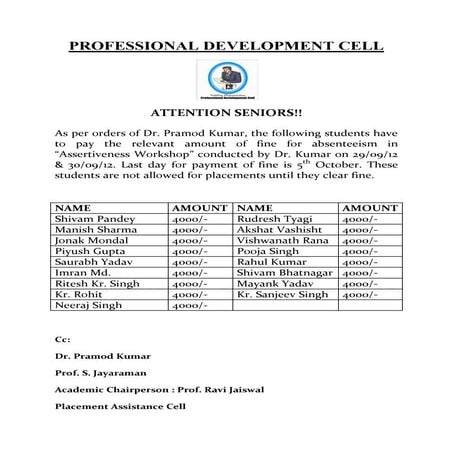 Absentees notice | DOCX