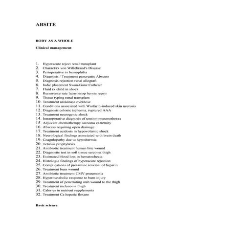 Absite and Surgical Boards - Bullet points | DOC