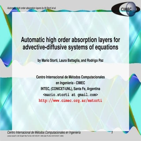 Automatic high order absorption layers for advective-diffusive systems ...