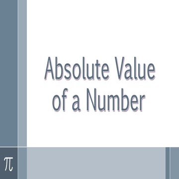 Absolute value | PPT