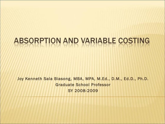 Absorption and variable costing | PPT