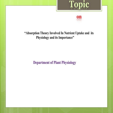 Nutrient Movement in Soils- Nutrient Absorption By Plants Mechanistic ...