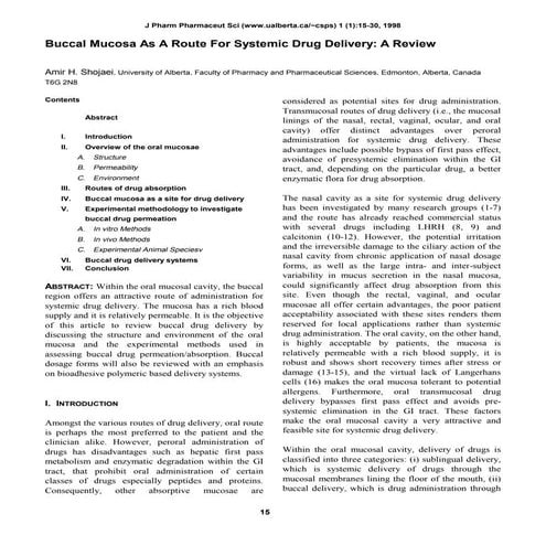 Absorption via buccal mucous membrane | PDF