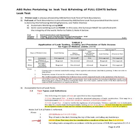 Abs rules pertaining to leak test | DOCX