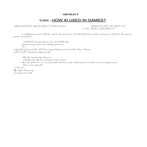 AI of games abstract | DOC