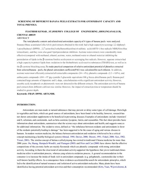 Antioxidant analysis | PPTX | Chemistry | Science