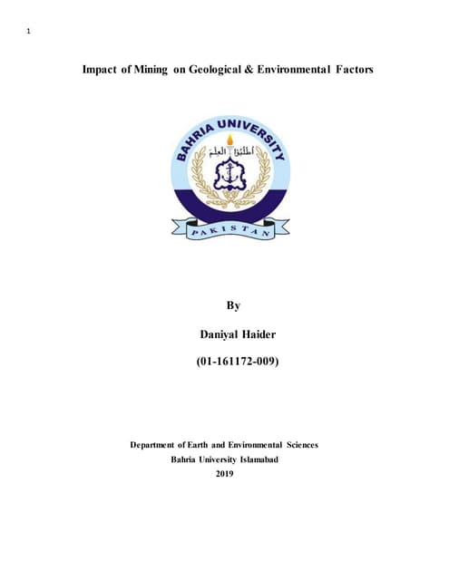 Impacts of mining on environment | PPTX