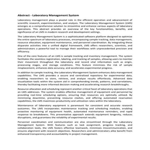 Benefits of Implementing a Laboratory Information Management System | PDF