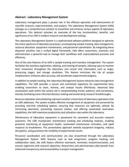 Laboratory information management system (LIMS) | PPT