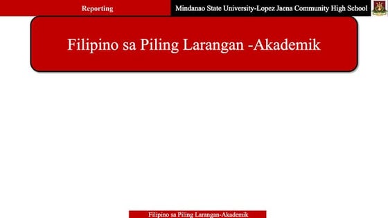 Bionote-FILIPINO SA PILING LARANGAN AKADEMIK | PPT