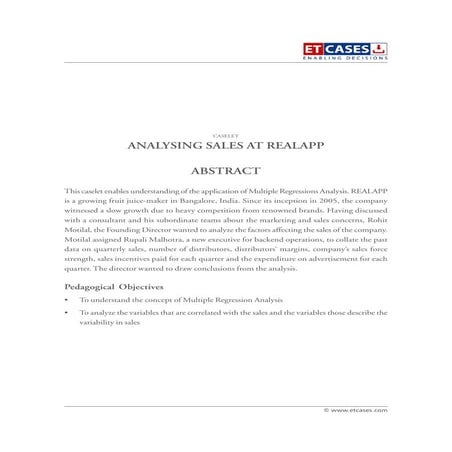 Abstract analysing sales of realapp | PDF