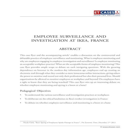 Abstract employee surveillance and investigation at ikea, france | PDF