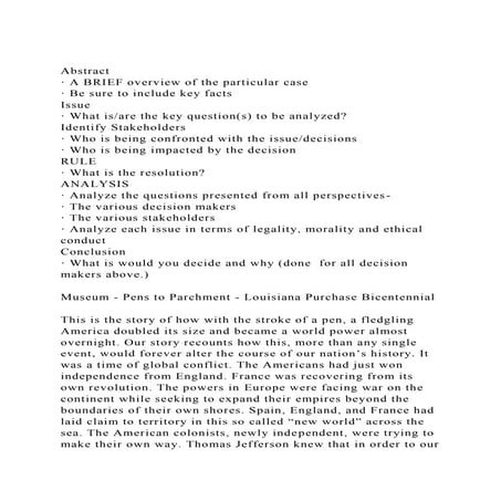 Abstract· A BRIEF overview of the particular case· Be sure to .docx ...