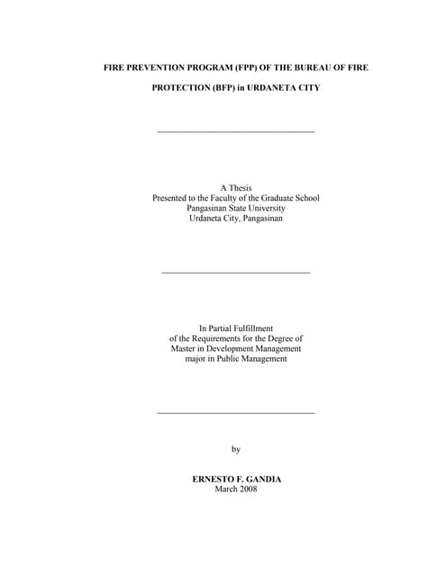 Challenges Encountered and Insights of the Bureau of Fire Protection ...