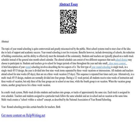 Abstract Essay Example | PDF