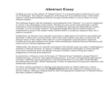 Abstract Essay. How To Write An Abstract For Your Dissertation ...