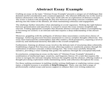 Abstract Essay Example | PDF | Children\'s Health | Healthy Living