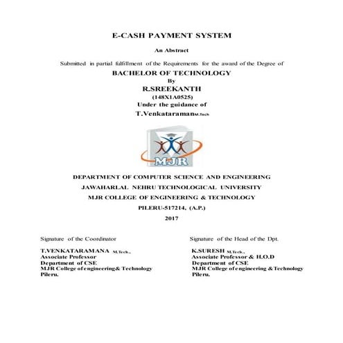 Abstract for e cash paymentsystem | DOCX