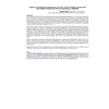 Abstract hiv aids training impact | PDF