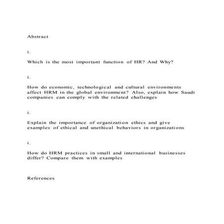 Abstract i.Which is the most important function of HR | DOCX