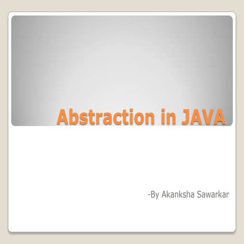 Abstraction in java | PPT