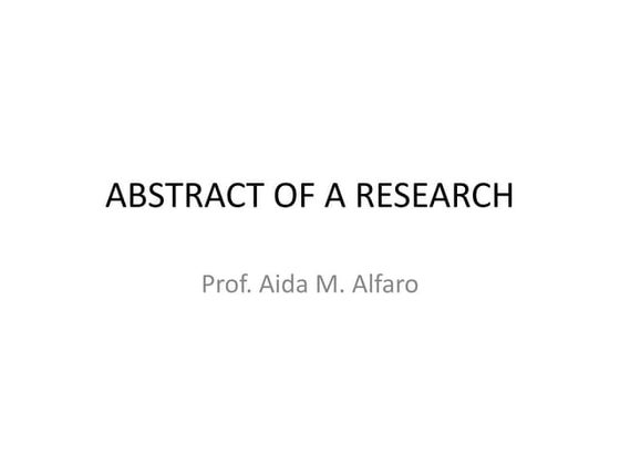 How to Write a One-Page Abstract | PPTX