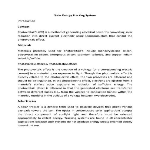 Abstract on solar energy tracking system | DOCX