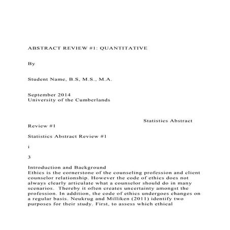 ABSTRACT REVIEW #1 QUANTITATIVEByStudent Name, .docx
