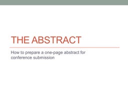 Writing an abstract presentation | PPT