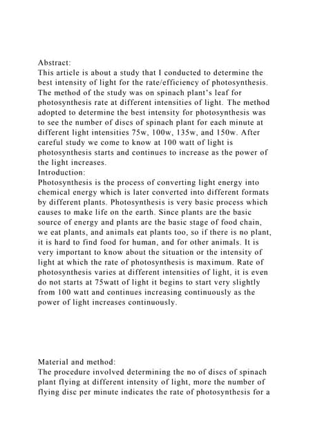 Biology Lab Report 1 | PDF