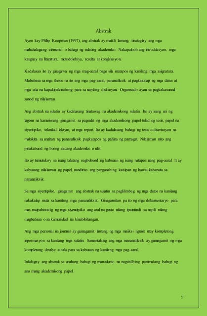 ABSTRAK (Filipino sa Piling Larang) Akademik! | PPT