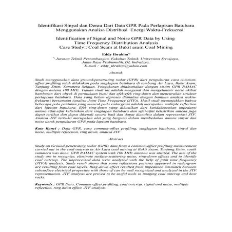 Abstrak identifikasi sinyal dan derau dari data gpr | DOC