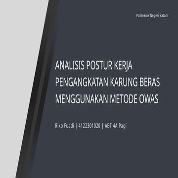 ANALISIS POSTER KERJA PENGANGKATAN KARUNG BERAS MENGGUNAKAN METODE OWAS | PPTX
