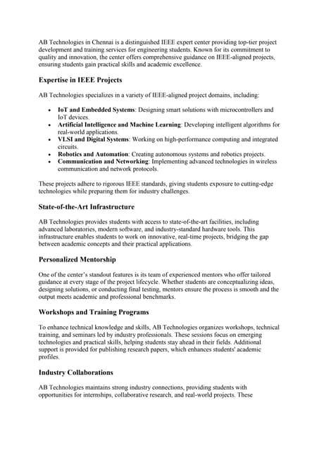 Best engineering project center in chennai | PDF