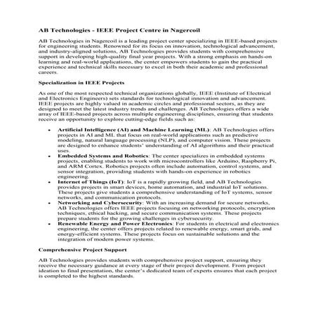 IEEE Project centre in Nagercoil IEEE Project centre in Nagercoil | PDF