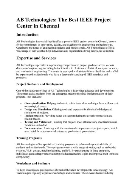 Best IEEE project center in nagercoilBest IEEE project center in ...