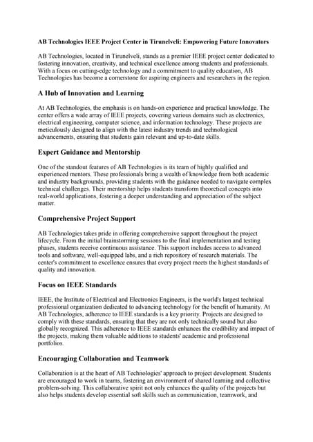 Best IEEE project center in Tirunelveli | PDF