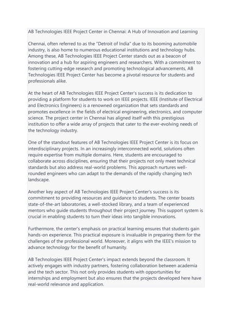 Best IEEE project center in Tirunelveli | PDF