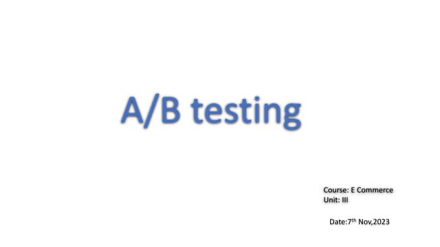 A/B testing | PPTX