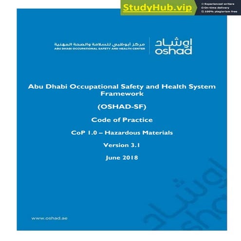 Abu Dhabi Occupational Safety And Health System Framework (OSHAD-SF) Code Of Practice CoP 1.0 ...