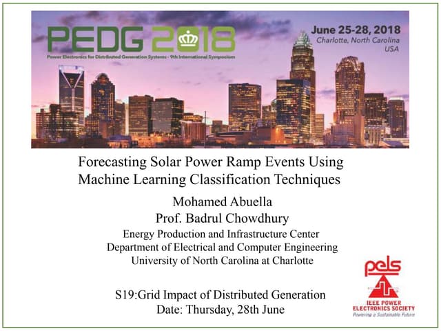 Forecasting Solar Power Ramp Events Using Machine Learning