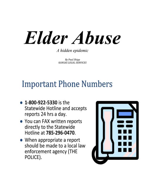 Elder abuse hotline | PPTX | Debated Sensitive Social Issues ...