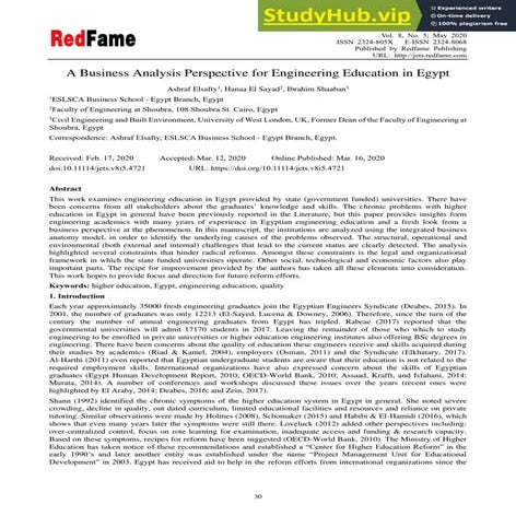 A Business Analysis Perspective For Engineering Education In Egypt | PDF | Education industry ...