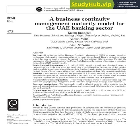 A Business Continuity Management Maturity Model For The UAE Banking ...