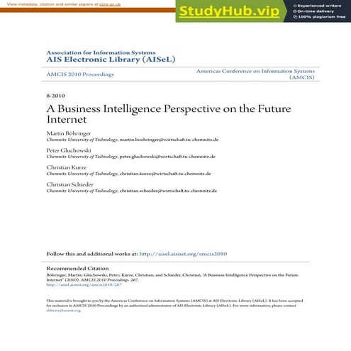 A Business Intelligence Perspective On The Future Internet | PDF