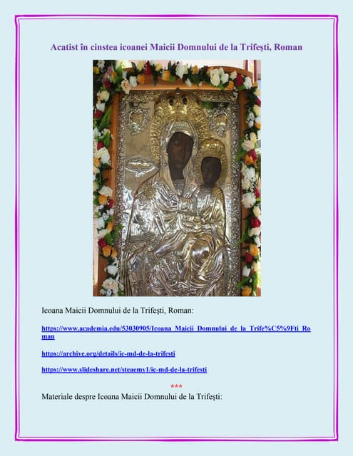 Acatistul Maicii Domnului la icoana de la Mănăstirea Nicula | PDF