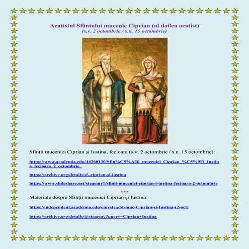 Acatistul Sfântului mucenic Ciprian (al doilea acatist) (s.v. 2 ...