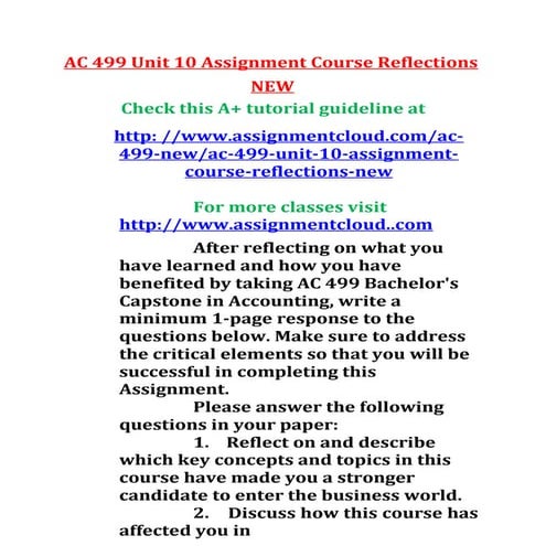 Ac 499-unit-10-assignment-course-reflections-new | PDF