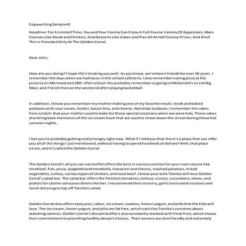 Copywriting Samples | DOCX