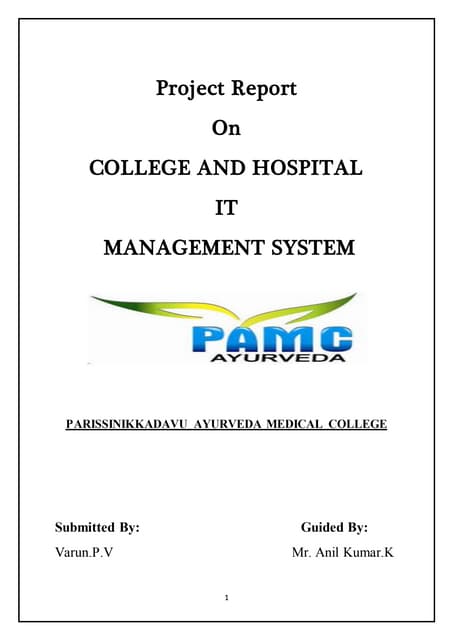 PROJECT-HOSPITAL MANAGEMENT SYSTEM CHAP. 1 TO 4 | ODT